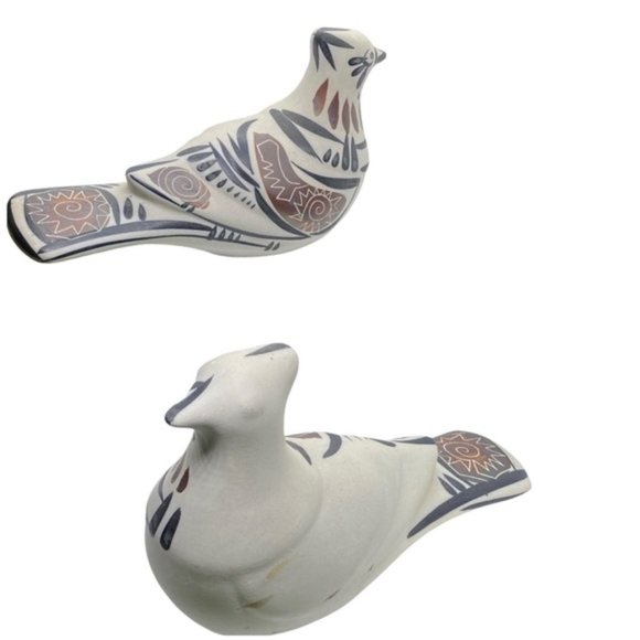 european | Art | Hand Painted Ceramic Bird Dove Signed Beige Brown 8x55 ...
